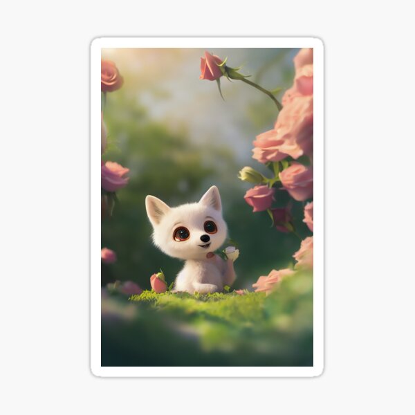 "Cute Baby White Fox" Sticker for Sale by SerenitySands | Redbubble