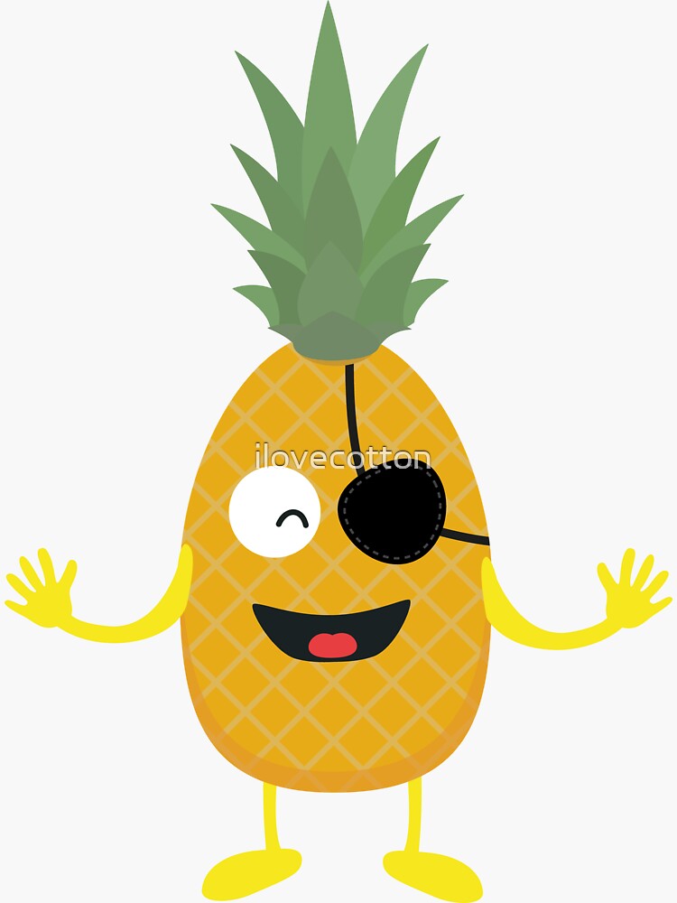 "Pineapple Pirate with eye-patch R9ozq" Sticker by ilovecotton | Redbubble