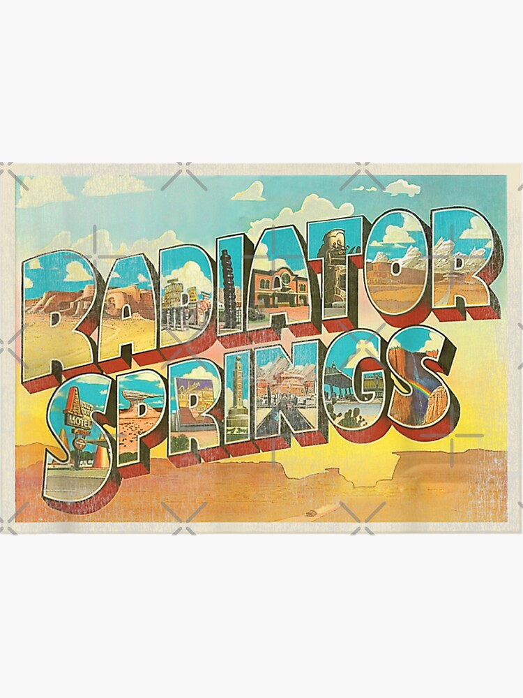 "Radiator Springs Postcard" Sticker for Sale by JellyPiper | Redbubble