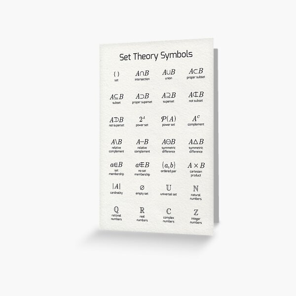 "Set Theory Symbols" Greeting Card for Sale by coolmathposters | Redbubble