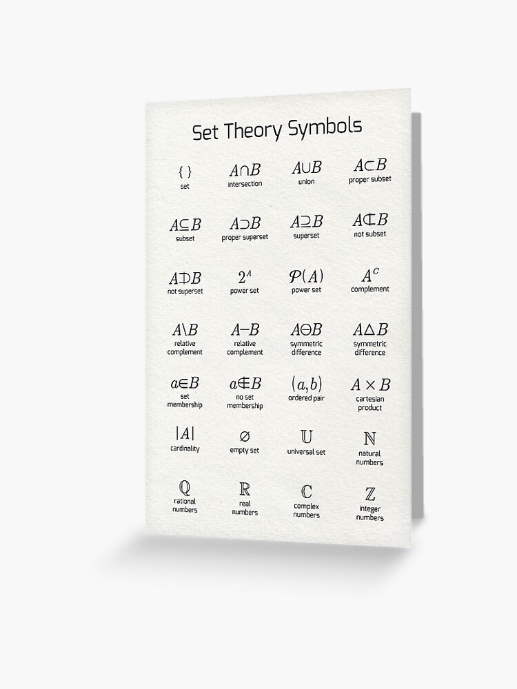 "Set Theory Symbols" Greeting Card for Sale by coolmathposters | Redbubble