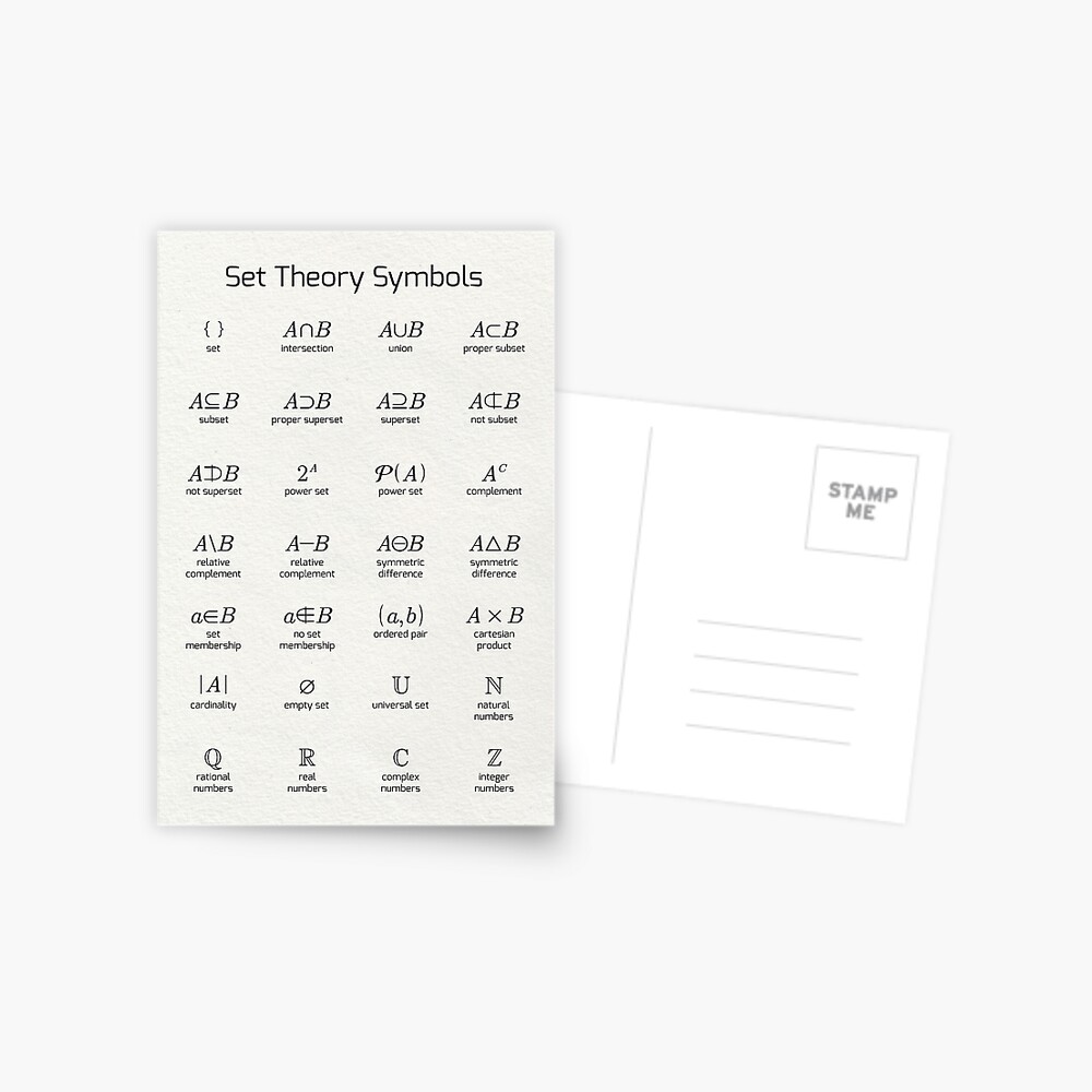 "Set Theory Symbols" Art Board Print for Sale by coolmathposters ...