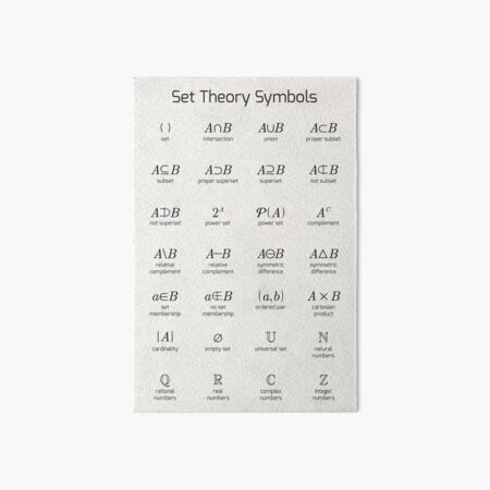 "Set Theory Symbols" Art Board Print for Sale by coolmathposters ...