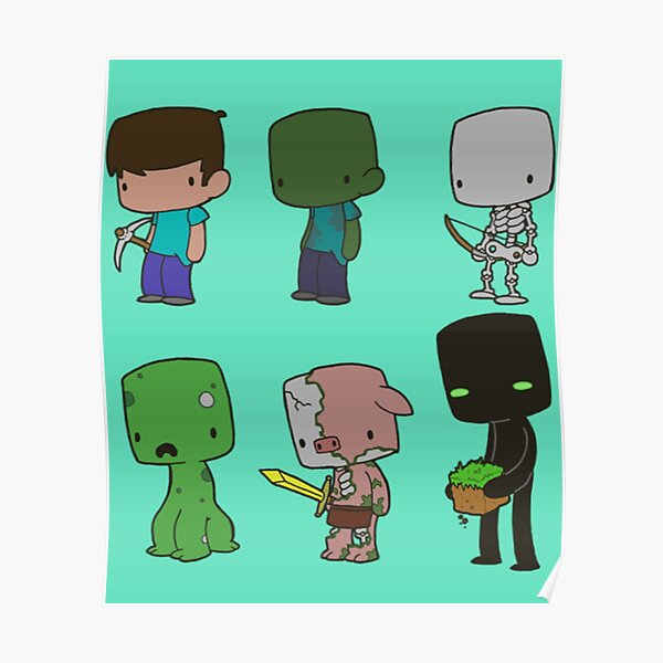"Minecraft 6 Mobs Sticker pack" Poster for Sale by RickSchoen | Redbubble