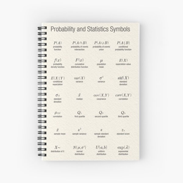 Cuaderno de espiral «Símbolos de probabilidad y estadística» de ...