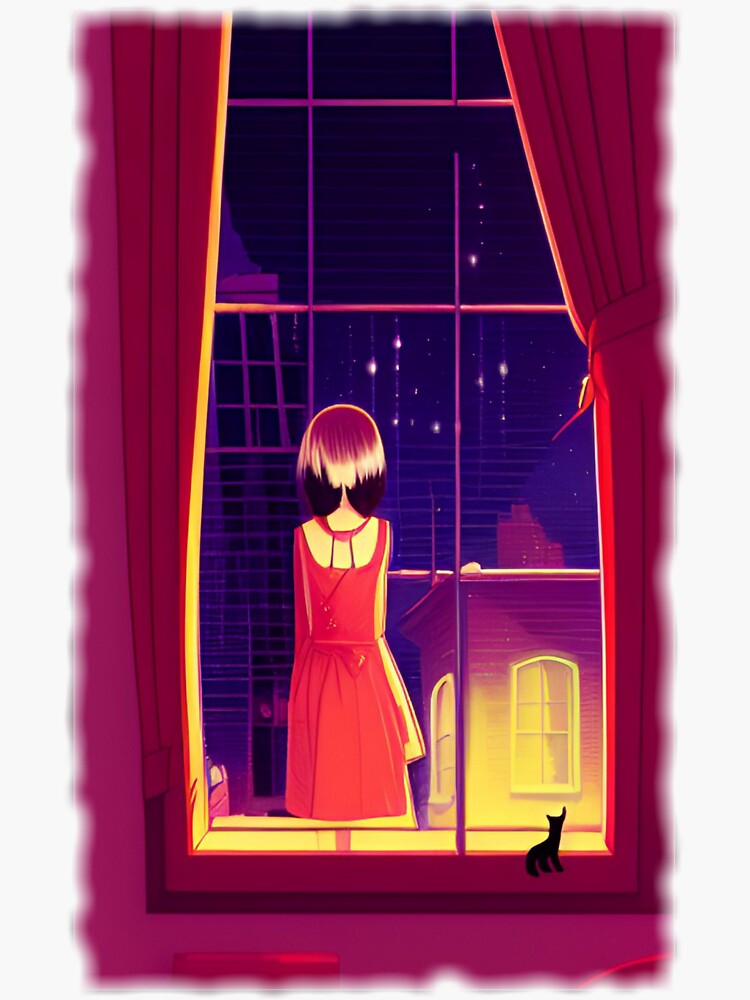 "Anime Girl Looking Out the Window" Sticker for Sale by entrys | Redbubble