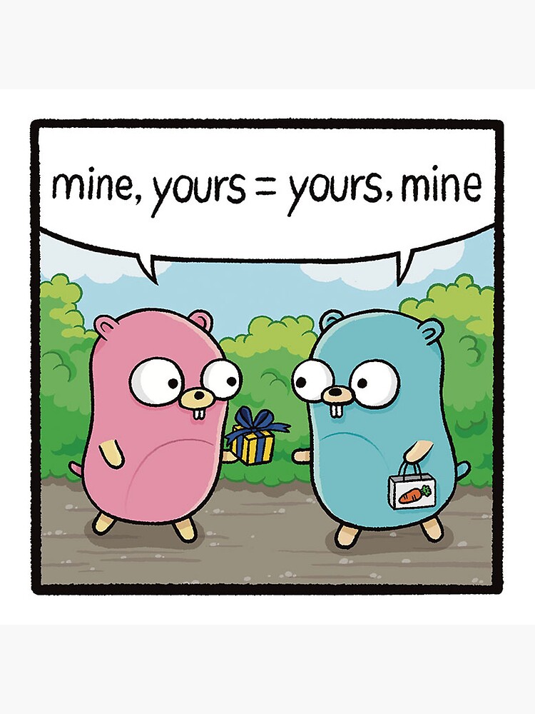 "Gopher says in Go: swap" Sticker for Sale by suapapa | Redbubble