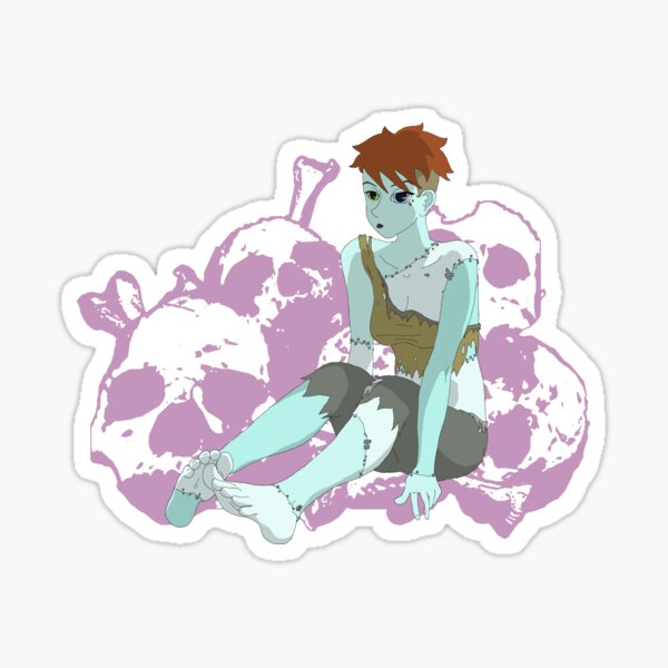 "Stitched Monster Girl - Purple Skulls Background" Sticker for Sale by ...
