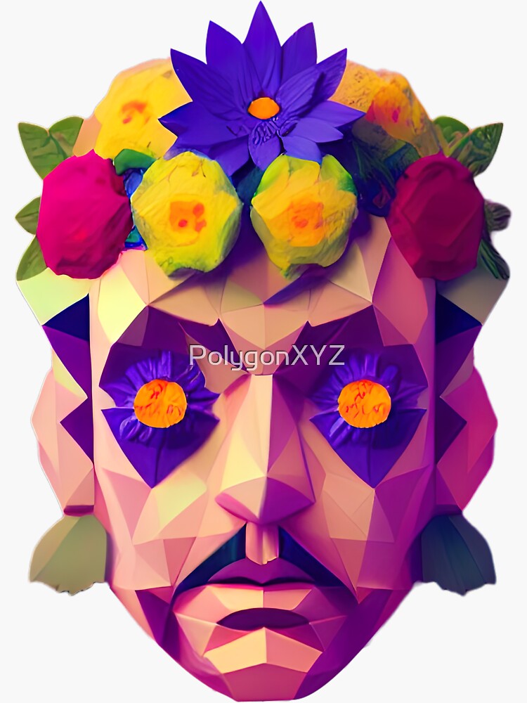 "Flower Face With Moustache" Sticker for Sale by PolygonXYZ | Redbubble