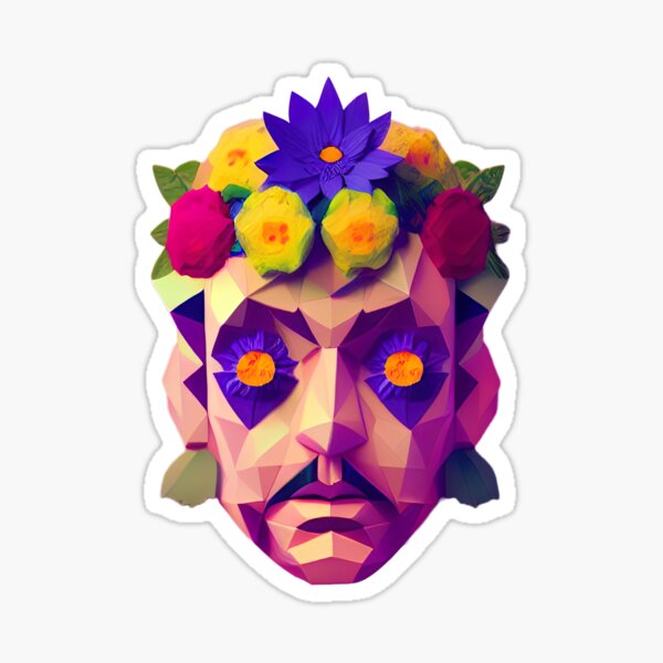 "Flower Face With Moustache" Sticker for Sale by PolygonXYZ | Redbubble