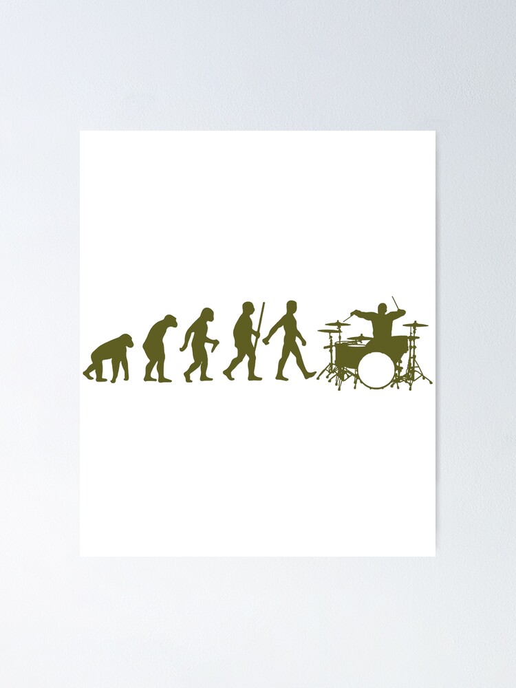"Best Drummer Funny Drumming Evolution Drum Set Player Musician" Poster ...