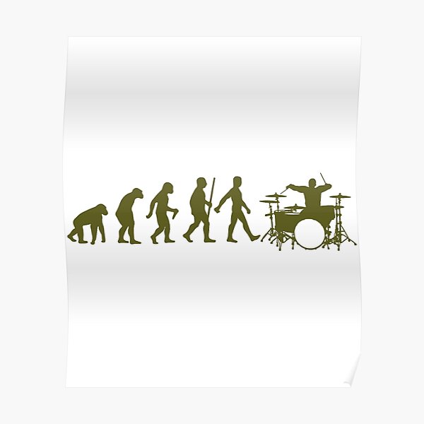 "Best Drummer Funny Drumming Evolution Drum Set Player Musician" Poster ...