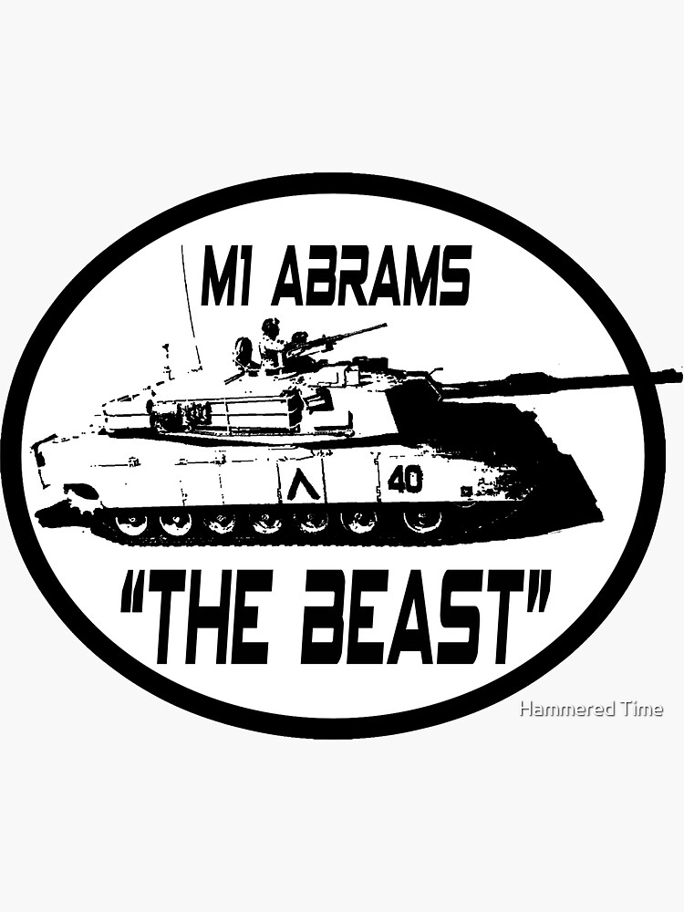"M1A1 Abrams tank "the beast" white logo" Sticker for Sale by ...