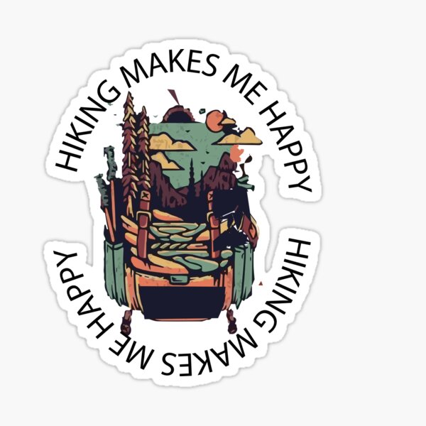 "Hiking makes me happy" Sticker for Sale by Tilyasshop | Redbubble