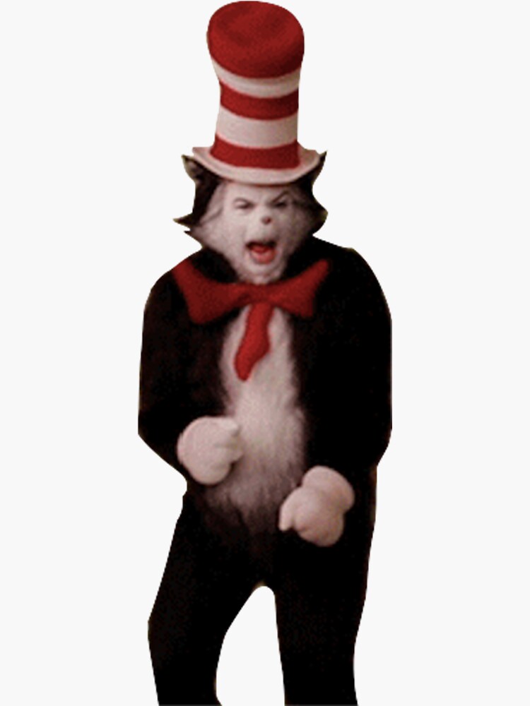 "cat-in-the-hat-scared-scream" Sticker for Sale by Asord65tw | Redbubble