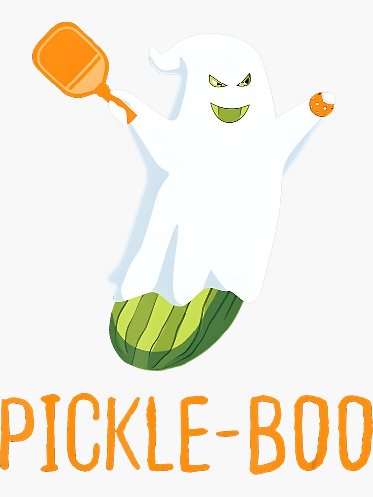 "" Funny Pickle Ghost Loves To Play Pickleball At Halloween "" Sticker ...