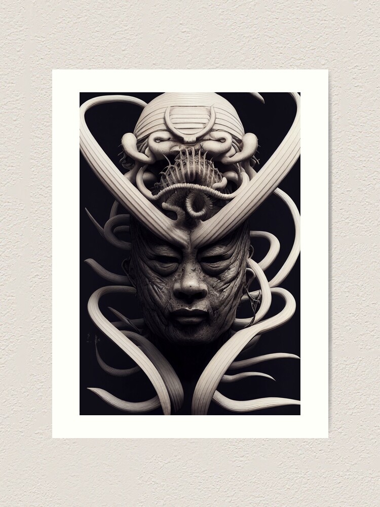 "HR Giger Inspired 3d Ukiyo-e of Musashi, Japanese Budo Samurai" Art ...