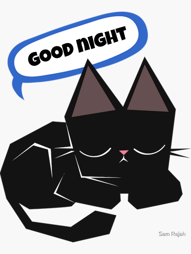 "Good night cute cat" Sticker for Sale by drowdigitalart | Redbubble