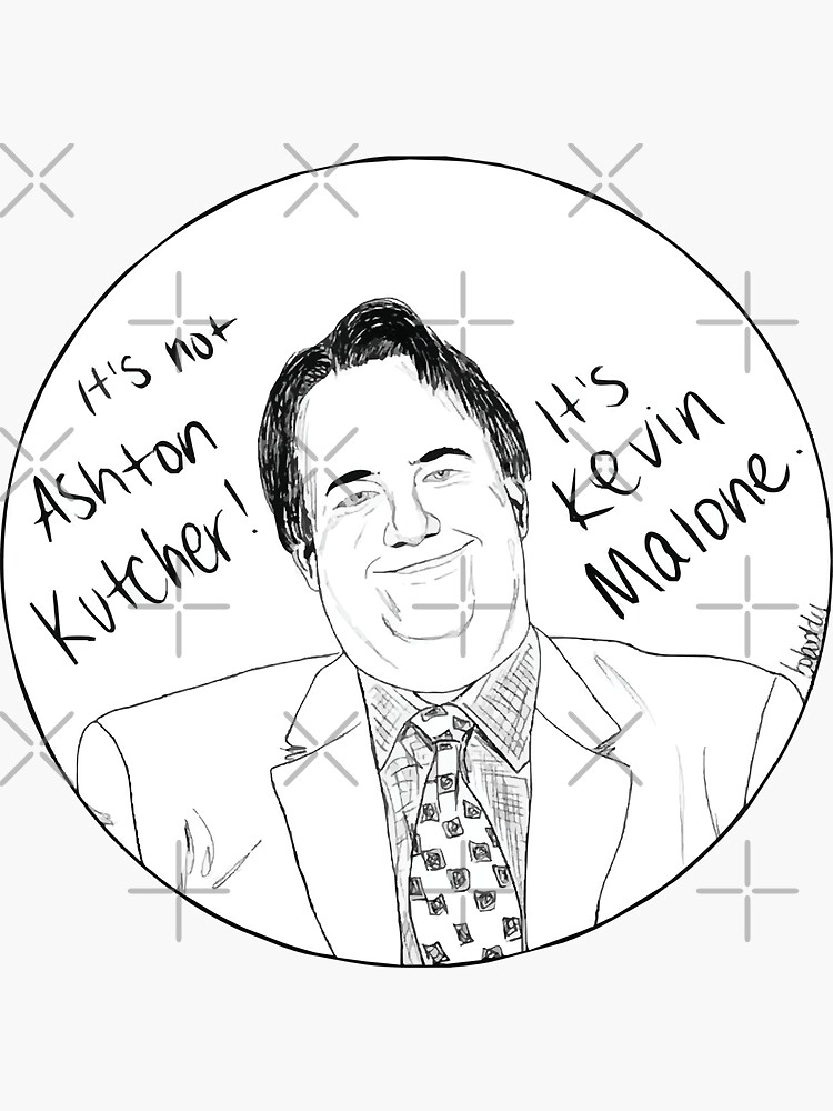 "Kevin Malone - Ashton Kutcher" Sticker for Sale by FunkeyMonkey9 ...