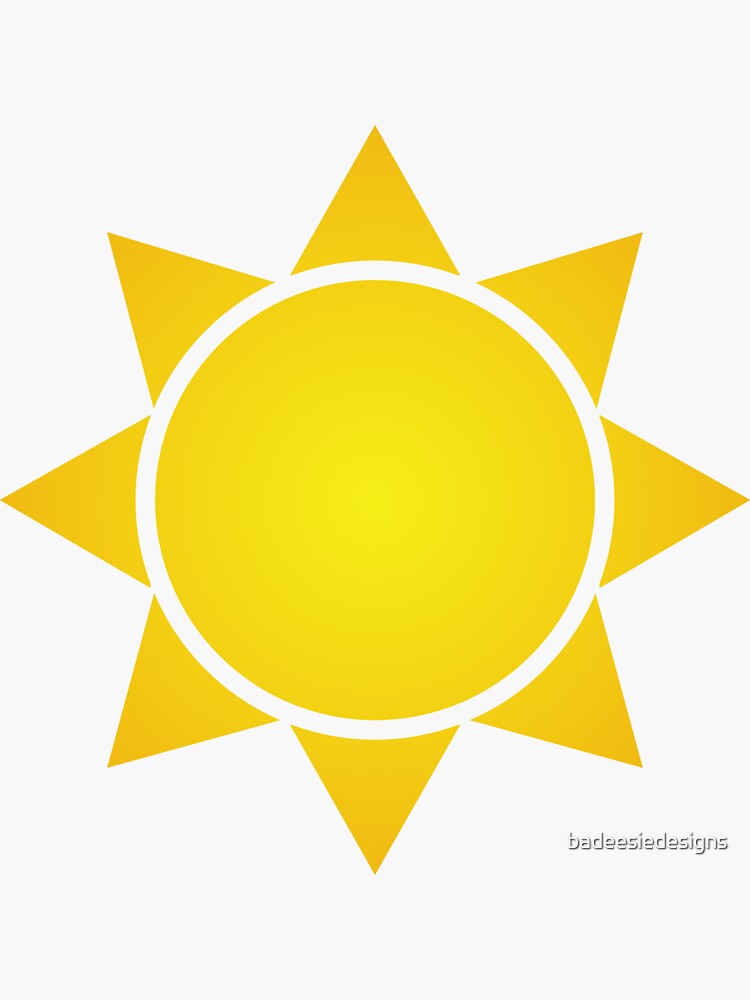 "Yellow Sun with Rays" Sticker for Sale by badeesiedesigns | Redbubble
