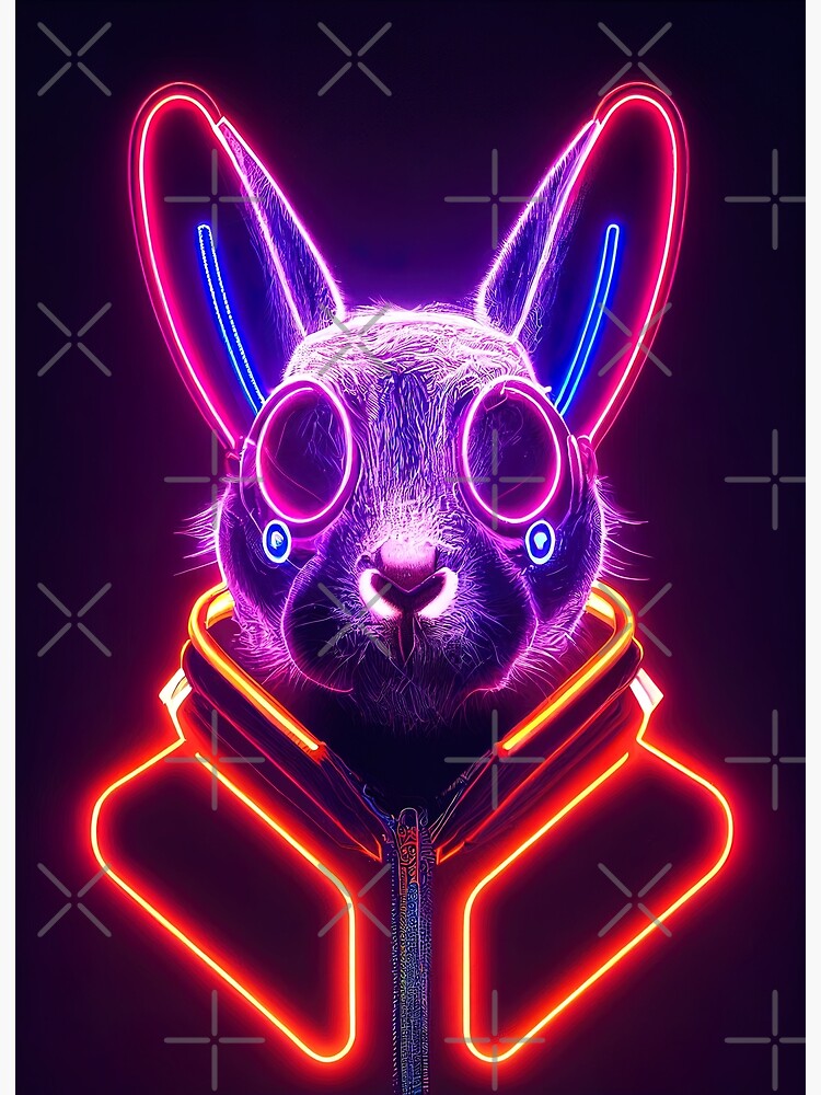 "Neon party cyberpunk bunny" Poster for Sale by AI1artist | Redbubble
