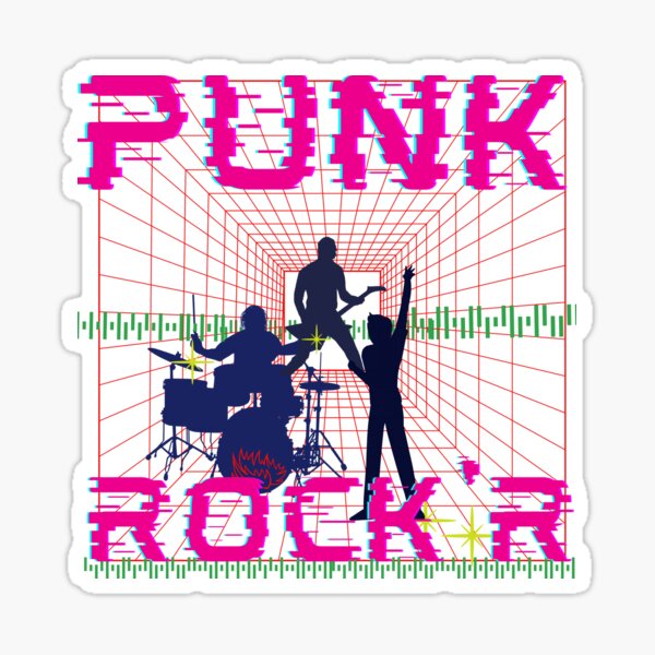 "Punk Rocker, Muso T, Old School, Bass Line Rock on Black" Sticker for ...