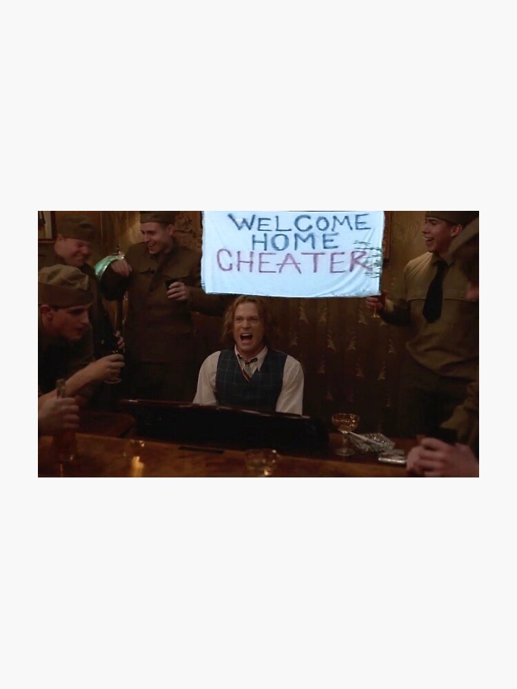 "welcome home cheater" Sticker for Sale by loztayl | Redbubble