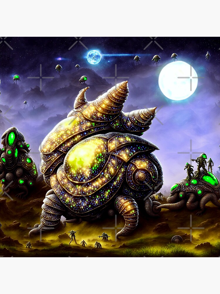 "A three-horned stompy alien battlesnail with beautiful spotty armor IV ...
