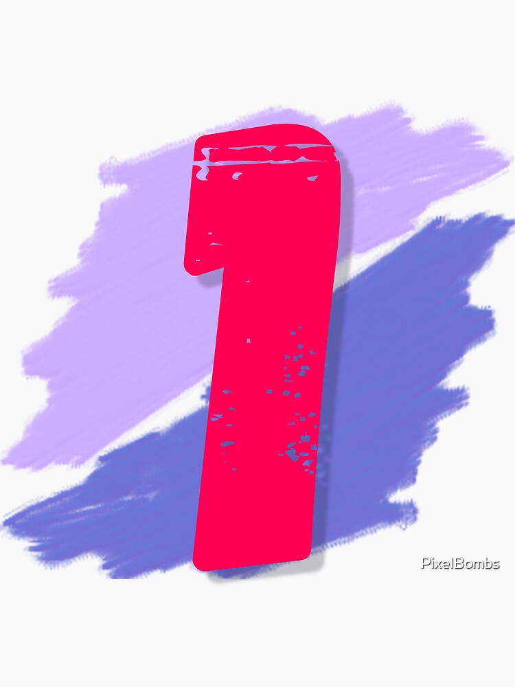 "Number 1 - One" Sticker for Sale by PixelBombs | Redbubble