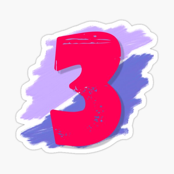 "Number 3 - Three" Sticker for Sale by PixelBombs | Redbubble
