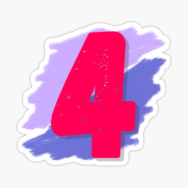 "Number 4 - Four" Sticker for Sale by PixelBombs | Redbubble