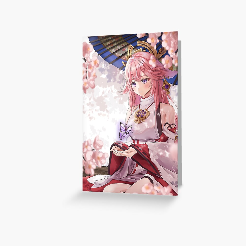 "Cute Yae Miko Genshin Impact" Greeting Card for Sale by saranghandago ...