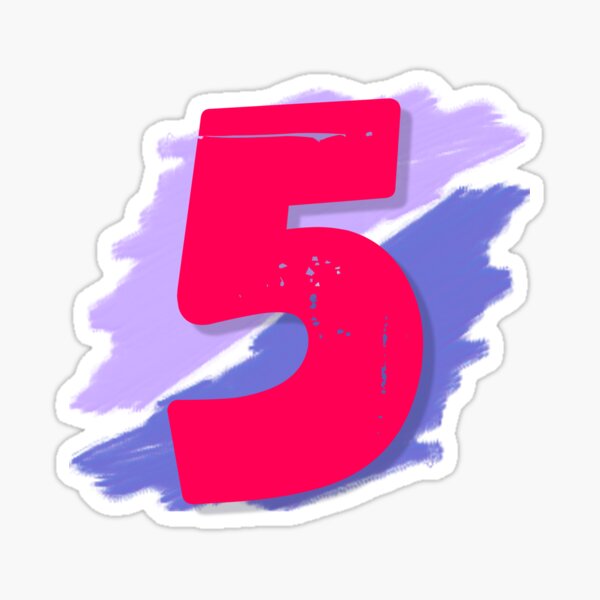 "Number 5 - Five" Sticker for Sale by PixelBombs | Redbubble