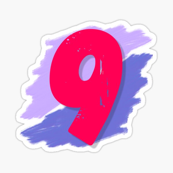 "Number 9 - Nine" Sticker for Sale by PixelBombs | Redbubble