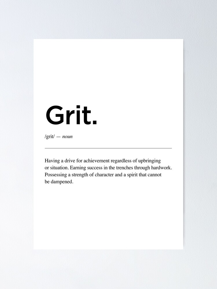 "Grit Definition | Office Wall Art | Home Office Print | Inspirational ...