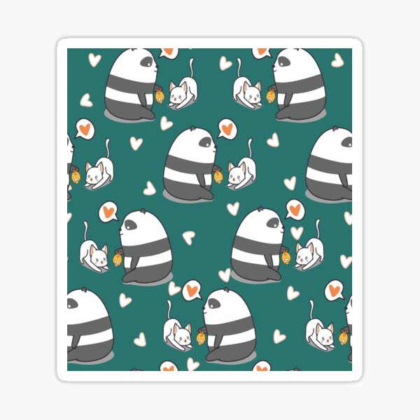 Pegatina «Gato por excelencia: diseño de gatos y pandas enamorados» de ...