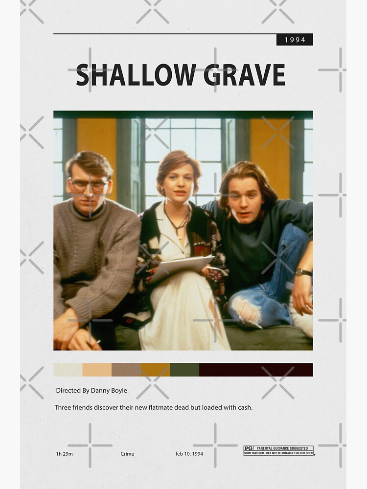 "Shallow Grave movie poster 1994, Thriller/Crime" Sticker for Sale by ...