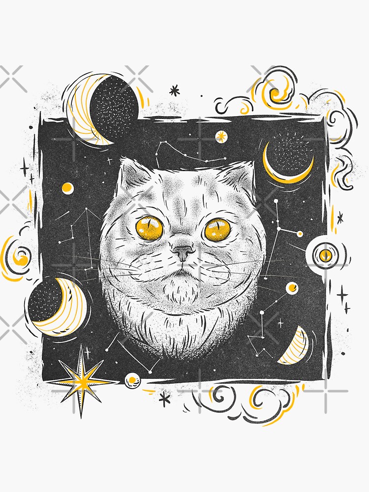 "Mystical cat" Sticker for Sale by DerSenat | Redbubble