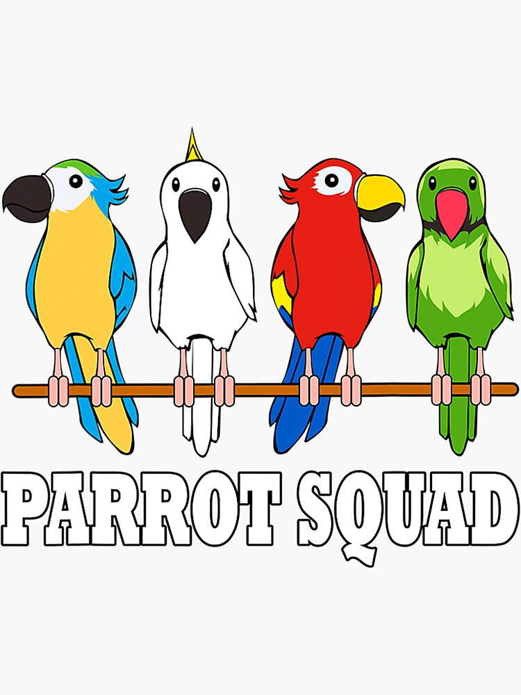 "Parrot Squad Cute Team Parrot Bird" Sticker for Sale by wide ...
