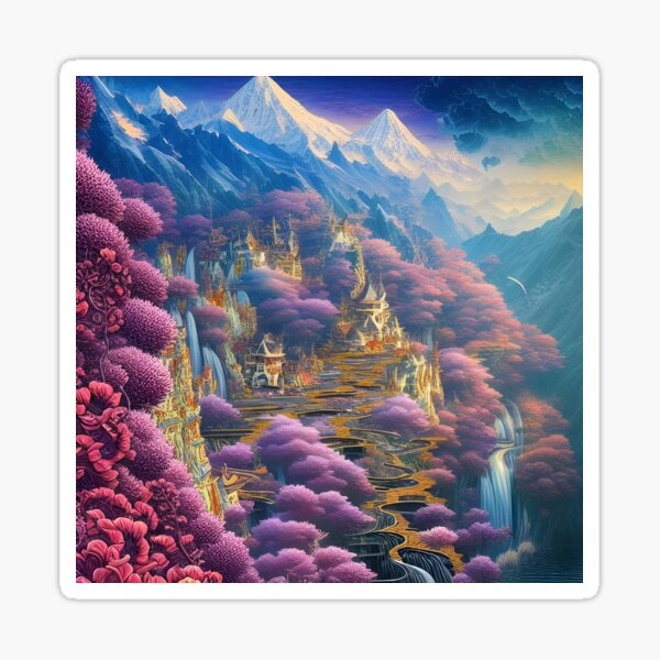 "Vibrant Lands 05" Sticker for Sale by T-draw | Redbubble