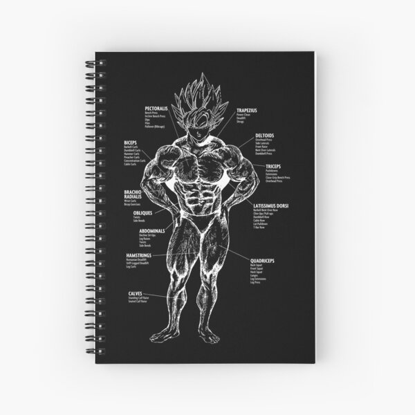 "Goku Muscle Chart Anatomy Diagram - Anime Workout" Spiral Notebook for ...
