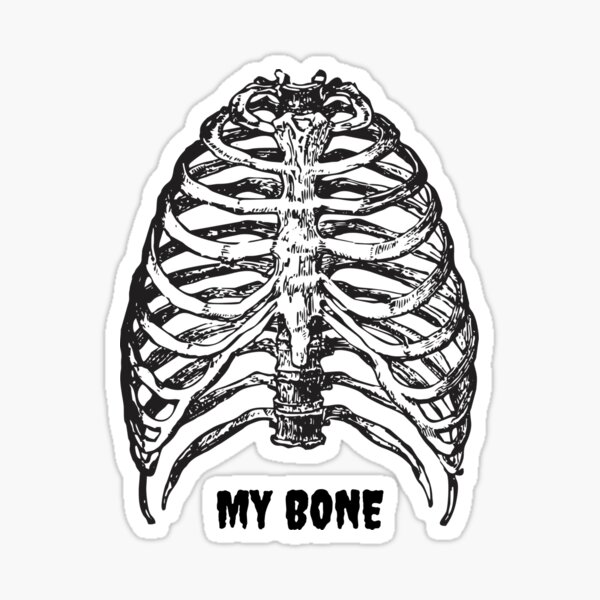 Halloween Skeleton Bones Rib Cage Shirt Adult X Ray Costume Sticker