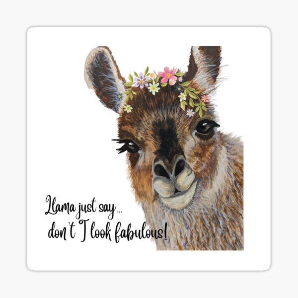 "Llama hand painted in Acrylics and using graphics " Sticker for Sale ...
