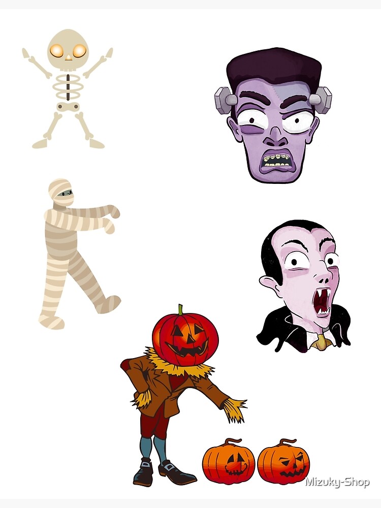 "spooky halloween characters stickers" Poster for Sale by Mizuky-Shop ...
