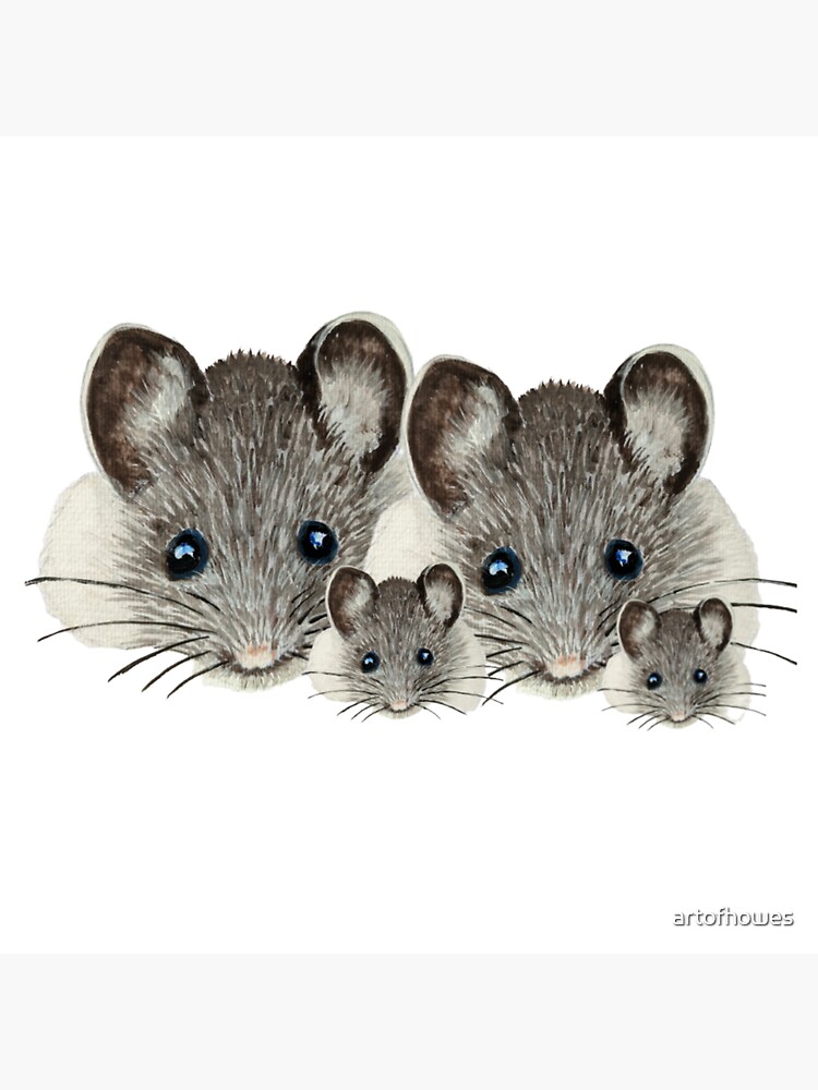 "Hand painted mice family" Sticker for Sale by artofhowes | Redbubble