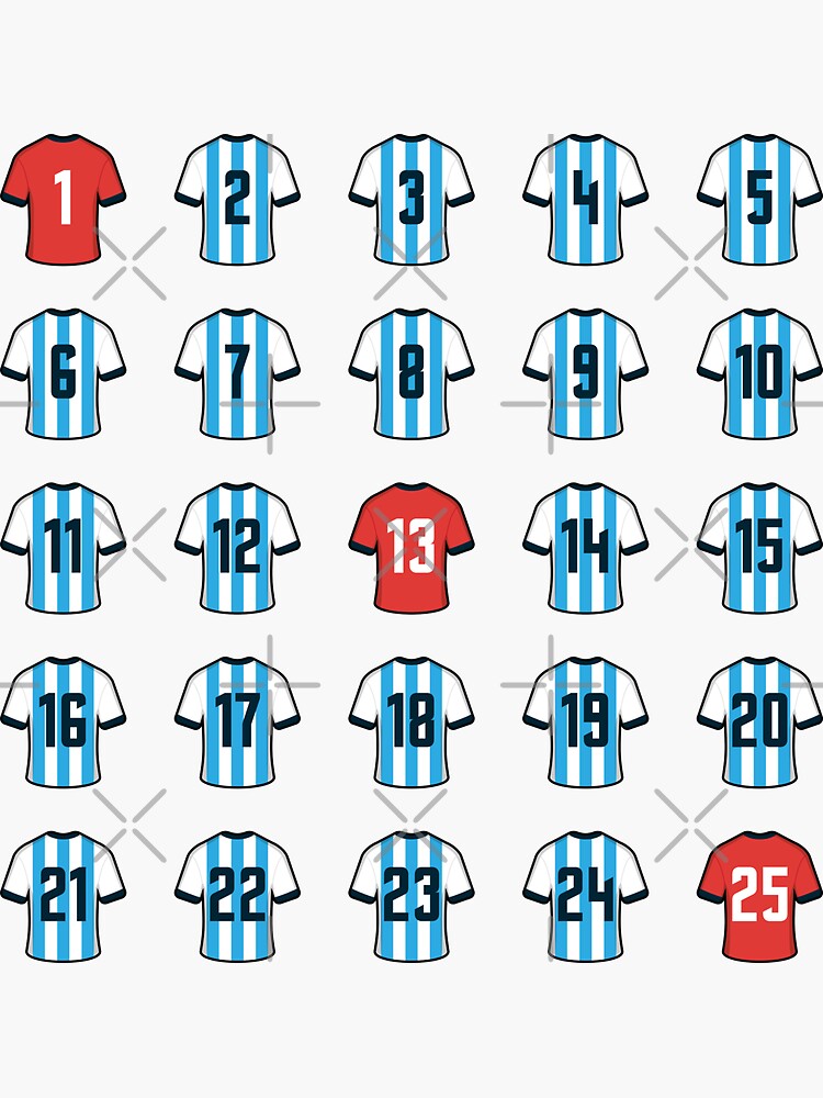 "T-shirts with numbers of the Argentina kit" Sticker for Sale by ...