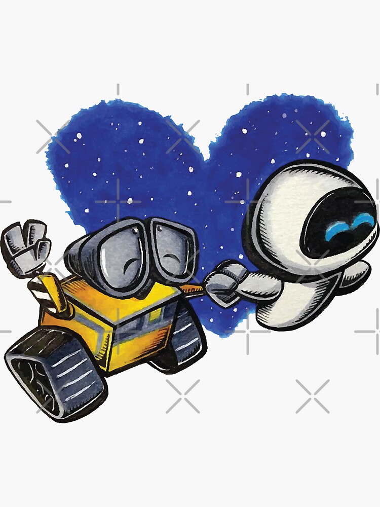 "Wall-E and Eve" Sticker for Sale by FunkeyMonkey9 | Redbubble