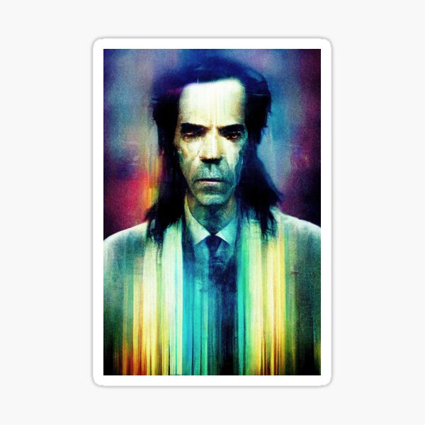 "Glitch-art portrait of Nick Cave" Sticker for Sale by JBNina | Redbubble