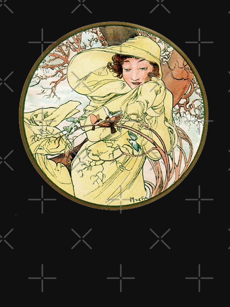 " HD February from Calendar (1889) by Alphonse Mucha" T-shirt for Sale ...