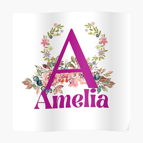 "Amelia Name with flower graphics" Poster for Sale by artofhowes ...
